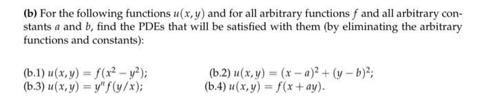Solved (b) For the following functions u(x,y) and for all | Chegg.com