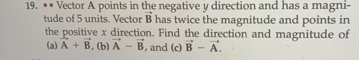 Solved 19. • • Vector A points in the negative y direction | Chegg.com