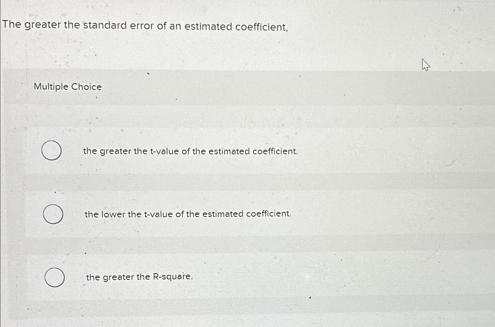 Solved The greater the standard error of an estimated | Chegg.com