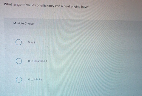 Solved What range of values of efficiency can a heat engine | Chegg.com