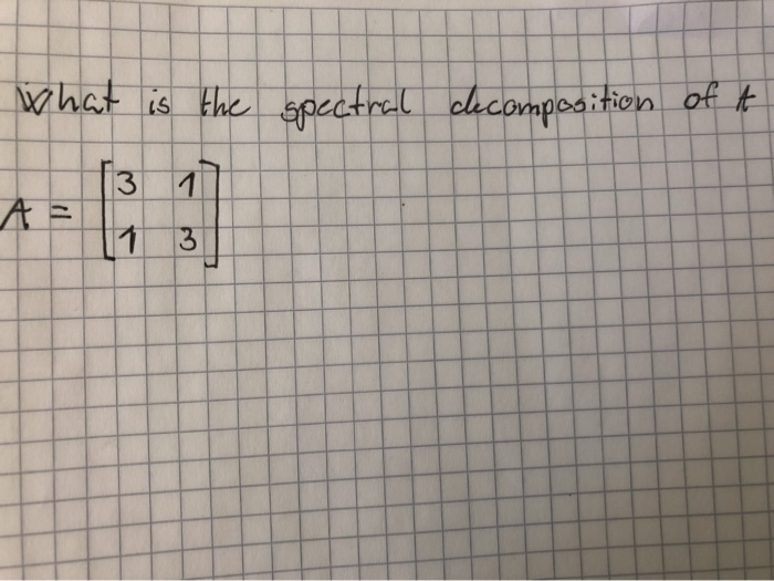 Solved What is the spectral decomposition of a 3 1 А 1 3 | Chegg.com