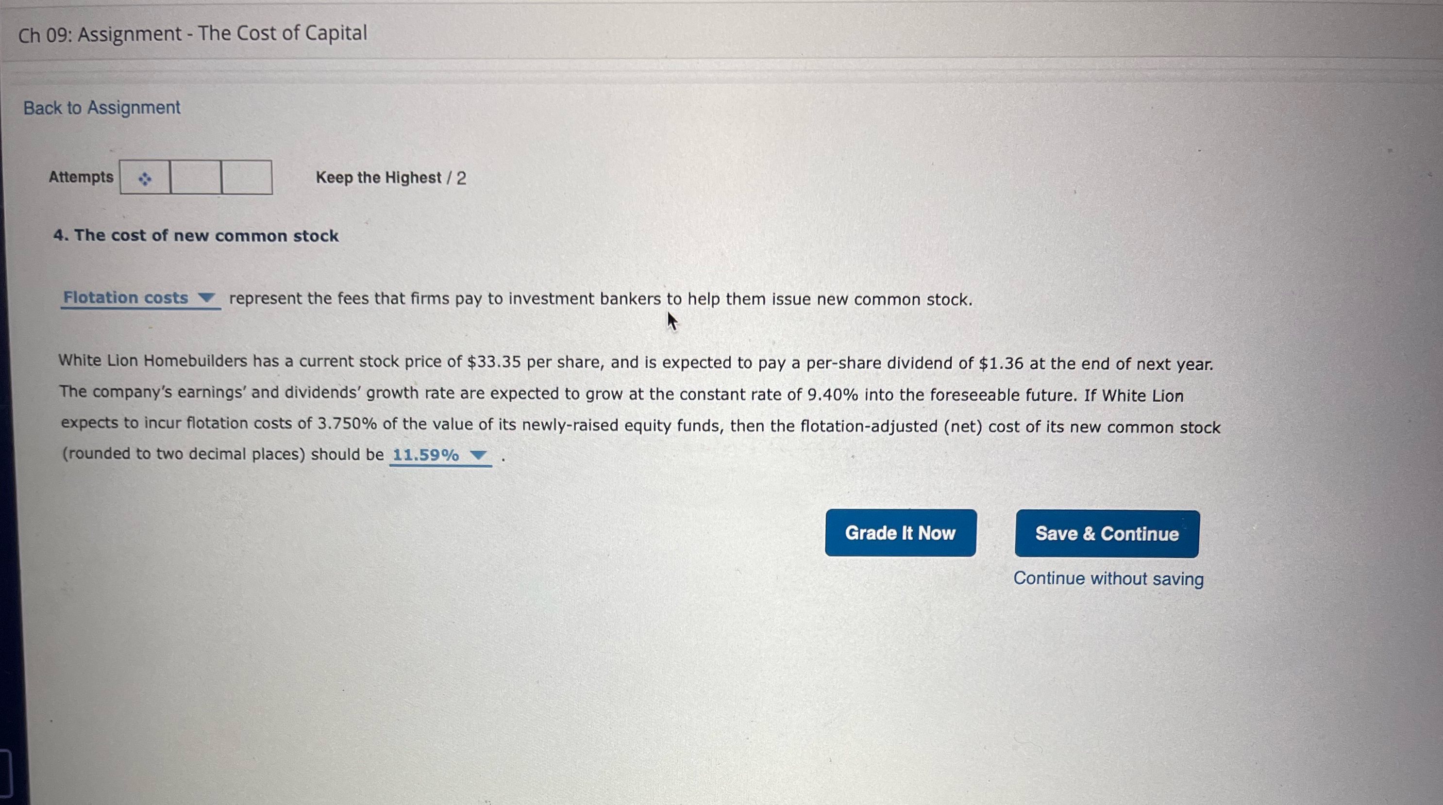 Solved Ch 09: Assignment - ﻿The Cost of CapitalBack to | Chegg.com
