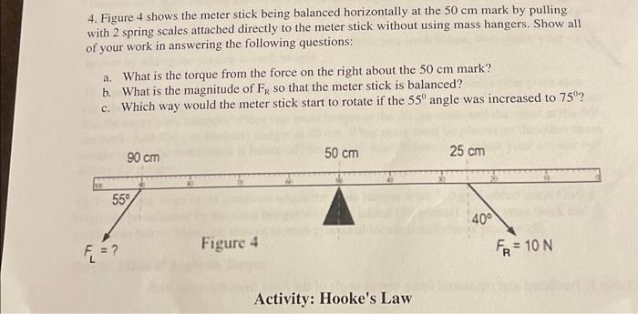 Solved 4. Figure 4 shows the meter stick being balanced | Chegg.com