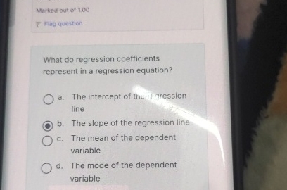 Solved Marked out of 1.00Fagq questionWhat do regression | Chegg.com
