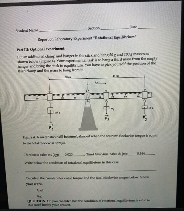 Report on Laboratory Experiment "Rotational | Chegg.com