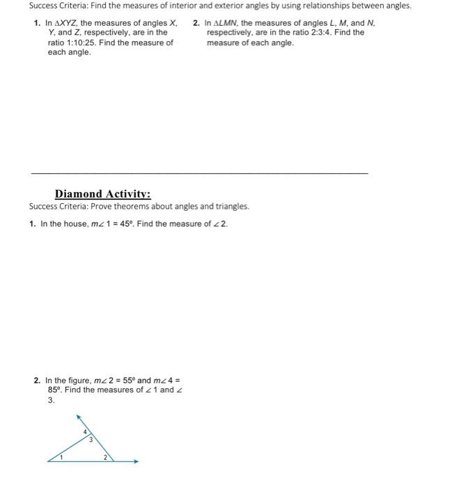 Solved 1. In XYZ, the measures of angles X, 2. In LMN, the | Chegg.com