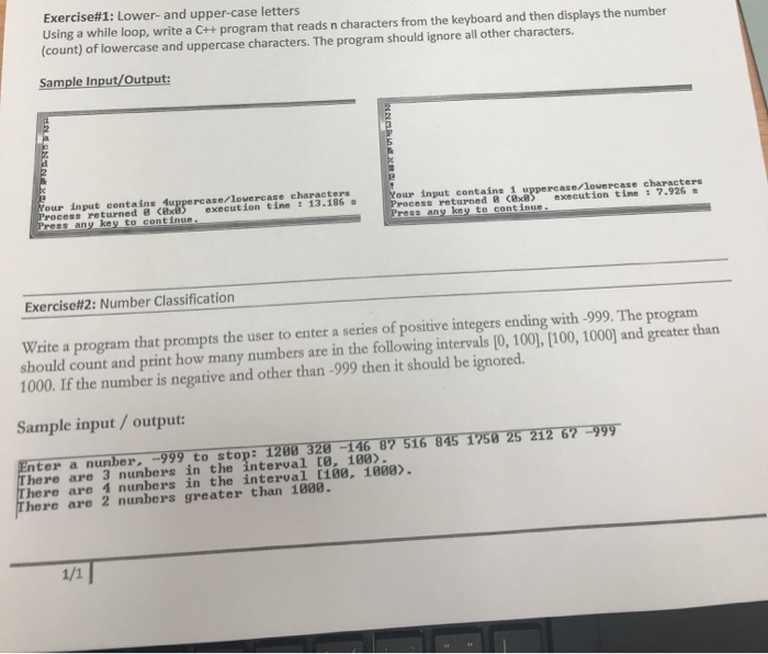 Solved Exercise#1: Lower- and upper-case letters Using a | Chegg.com