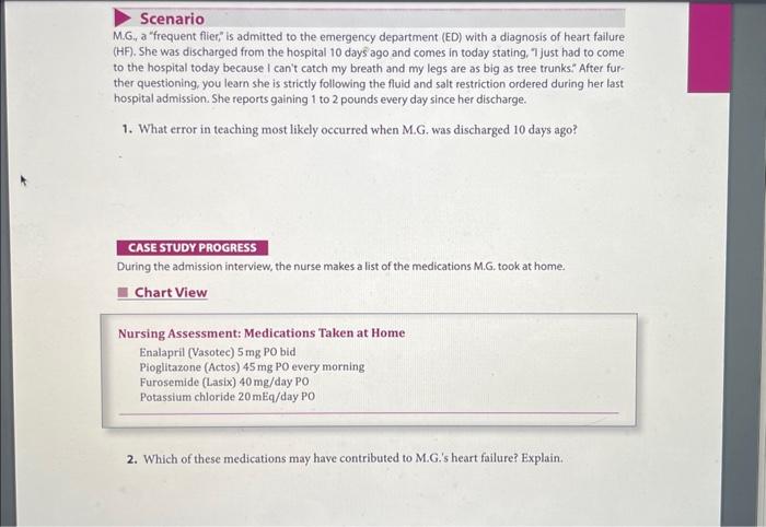 Solved Scenario M.G, a "frequent filer," is admitted to the | Chegg.com