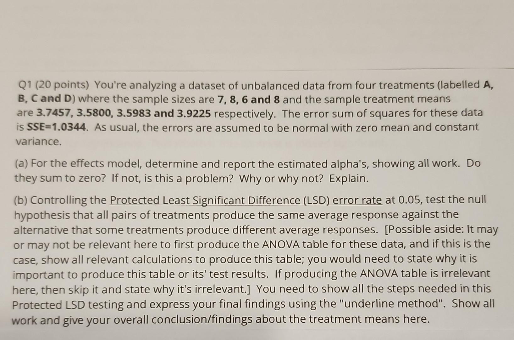 Solved Q1 (20 points) You're analyzing a dataset of | Chegg.com