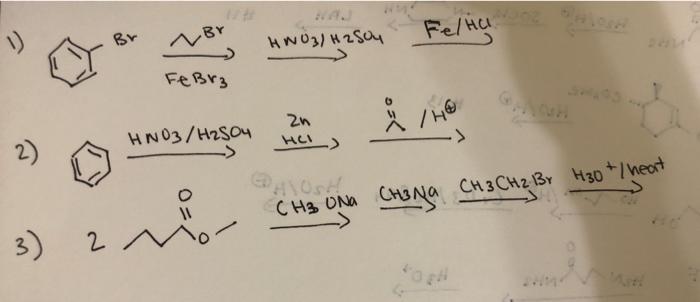 Solved BV Br Felicitari D HNO3 H2SO4 FeBrz HNO3/H2SO4 2n HEL | Chegg.com