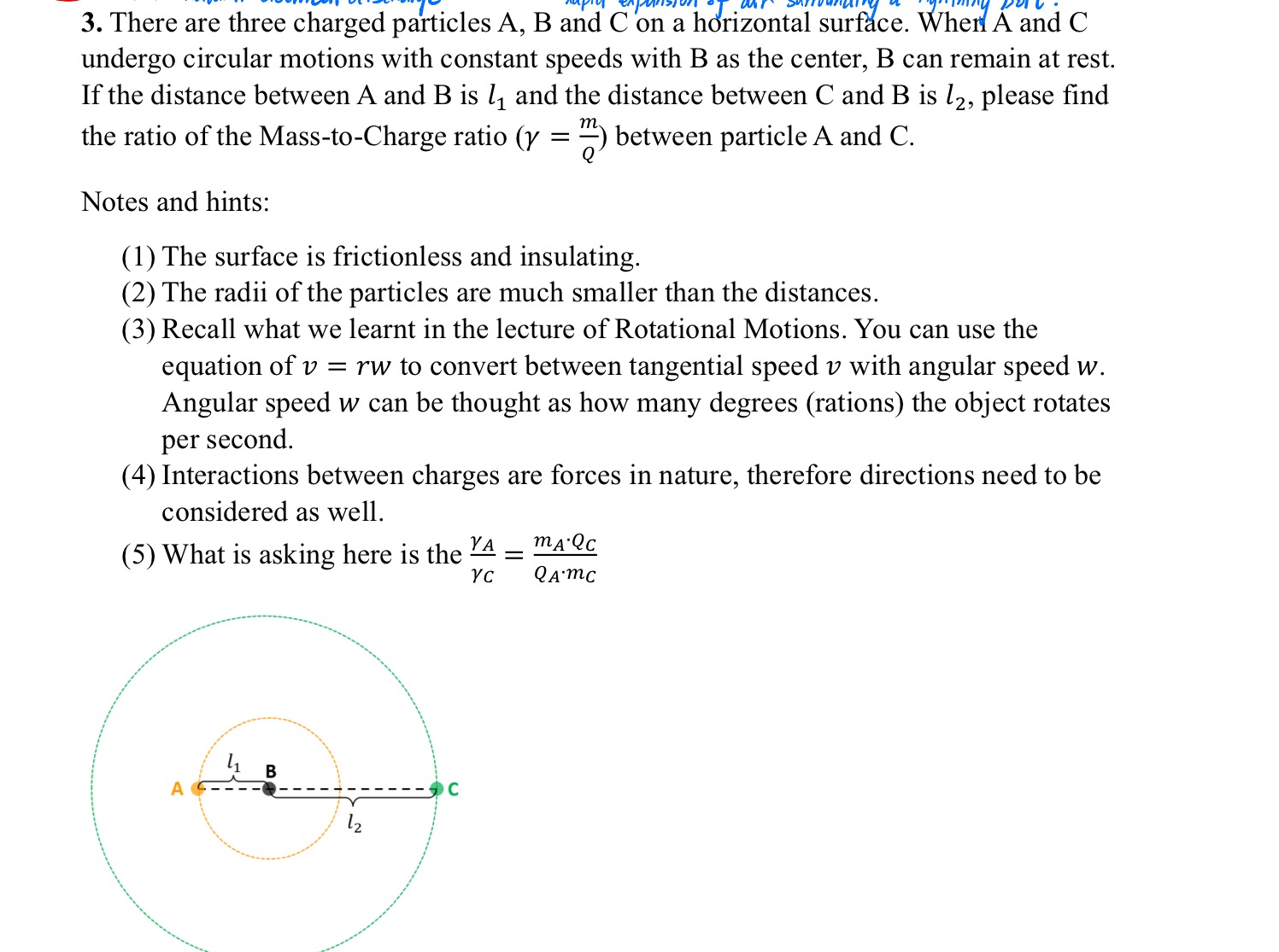 Solved There are three charged particles A,B ﻿and C ﻿on a | Chegg.com