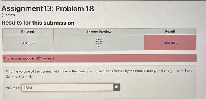 Solved Assignment13: Problem 18 (1 point) Results for this | Chegg.com