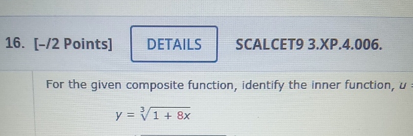 Solved [-/2 ﻿Points]SCALCET9 3.XP.4.006.For the given | Chegg.com