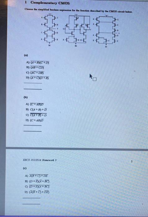Solved (w) A) (C+b)(C+D) B) (A+C) C) (CC+DΘ D) (A+C)(D+B) | Chegg.com
