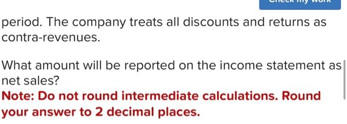 Solved Total gross sales for the period include the | Chegg.com