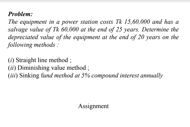 Solved Problem: Problem:The equipment in a power station | Chegg.com
