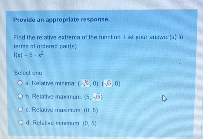 Solved Provide An Appropriate Response Find The Relative