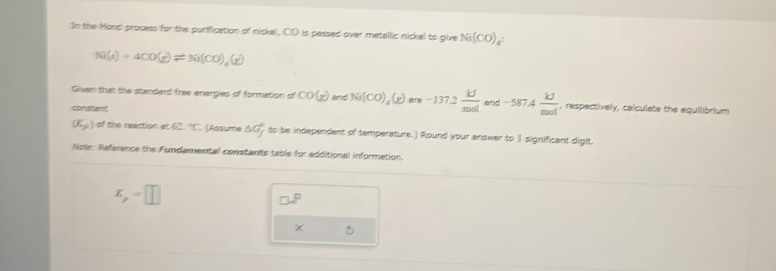 Solved In the Mond process for the purification of nickel, | Chegg.com