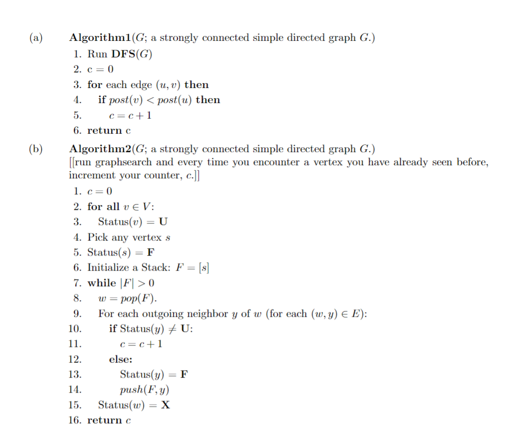 Solved Given a strongly connected simple directed graph G, | Chegg.com