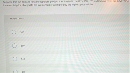 Solved Suppose that the demand for a monopolist's product is | Chegg.com