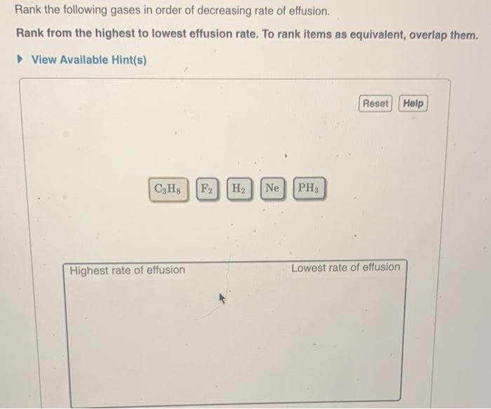Solved Rank the following gases in order of decreasing rate | Chegg.com