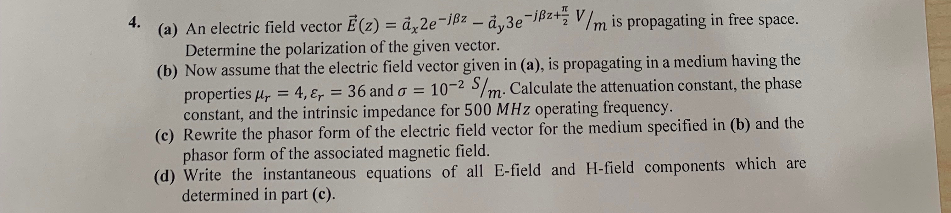 Solved (a) ﻿An electric field vector | Chegg.com