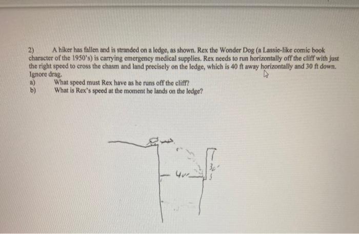 Solved 2) A hiker has fallen and is stranded on a ledge, as | Chegg.com
