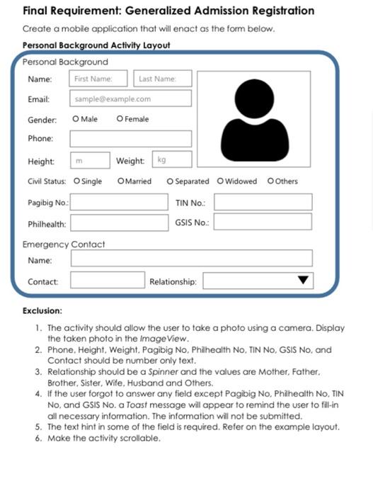 Final Requirement: Generalized User Registration | Chegg.com