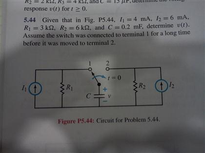Solved response v(t) for t 0. Given that in Fig. P5.44. I1 | Chegg.com