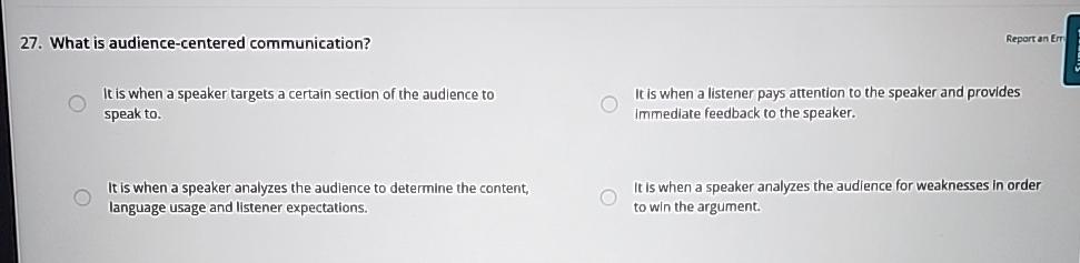 Solved What is audience-centered communication?It is when a | Chegg.com