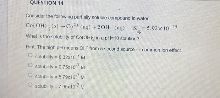 Solved Consider the following partially soluble compound in | Chegg.com
