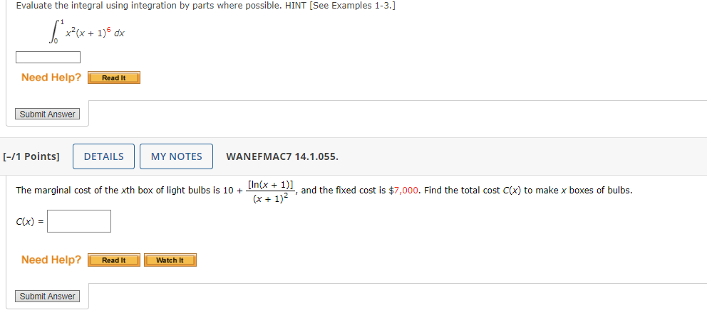 Solved Evaluate the integral using integration by parts | Chegg.com