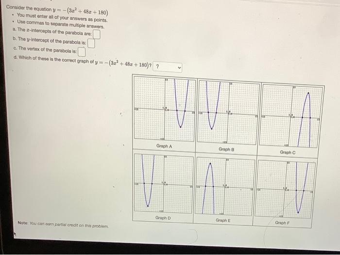 Solved Consider The Equation Y 3x 48x 180 You Must Chegg