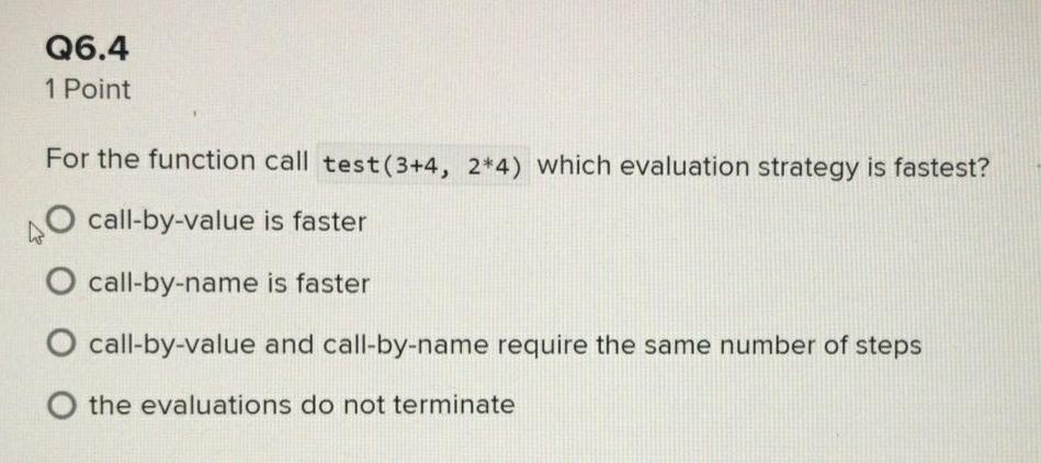 Solved For the function call test (2,3), which evaluation | Chegg.com