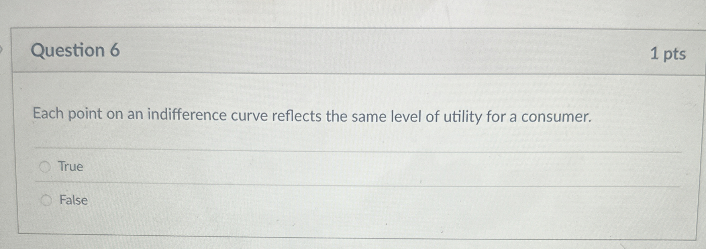Solved Question 6Each point on an indifference curve | Chegg.com