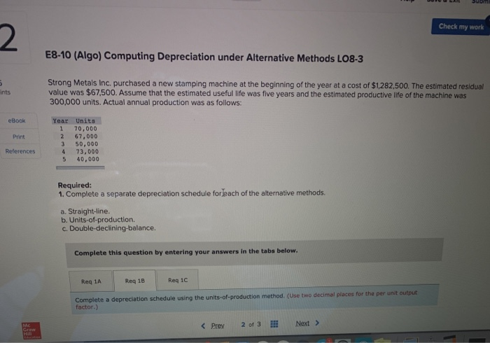 Solved COLA Suomi Check my work E8-10 (Algo) Computing | Chegg.com
