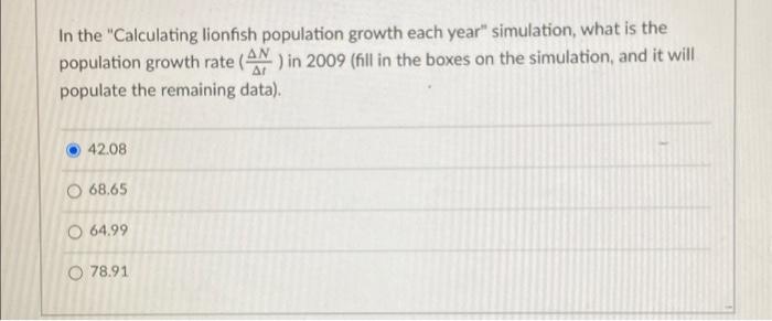 Solved In the "Calculating lionfish population growth each | Chegg.com