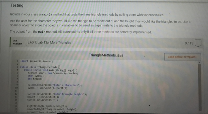 Solved 8.60 Lab 13a: More Triangles This program expands and | Chegg.com