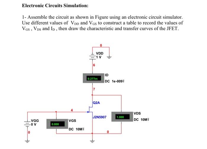 Solved Electronic Circuits Simulation: 1- Assemble the | Chegg.com