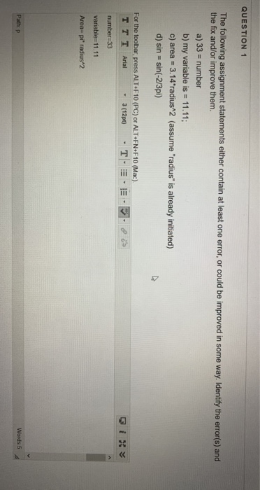 Solved QUESTION 1 The following assignment statements either | Chegg.com