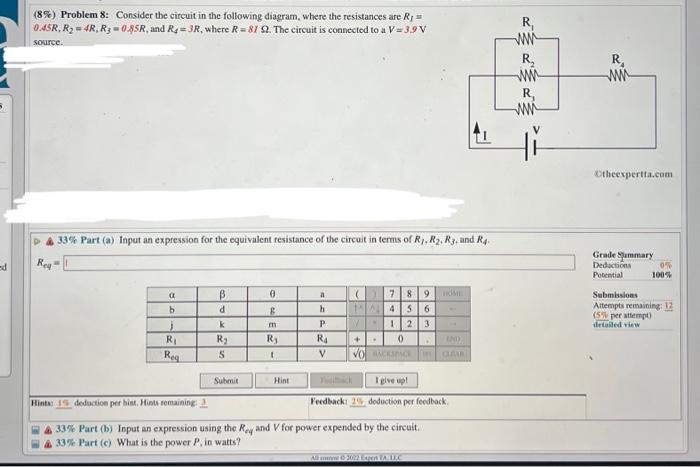 (8\%) Problem 8: Consider the circuit in the | Chegg.com