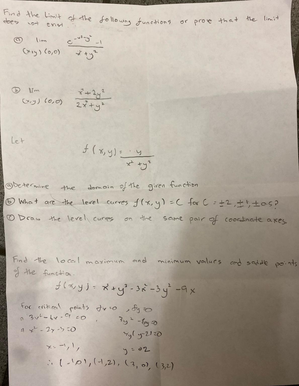 Solved Find the limit of the following functions or prove | Chegg.com