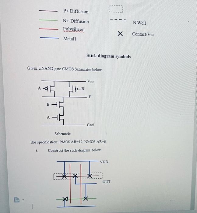 Given a NAND gate CMOS Schematic below. The | Chegg.com