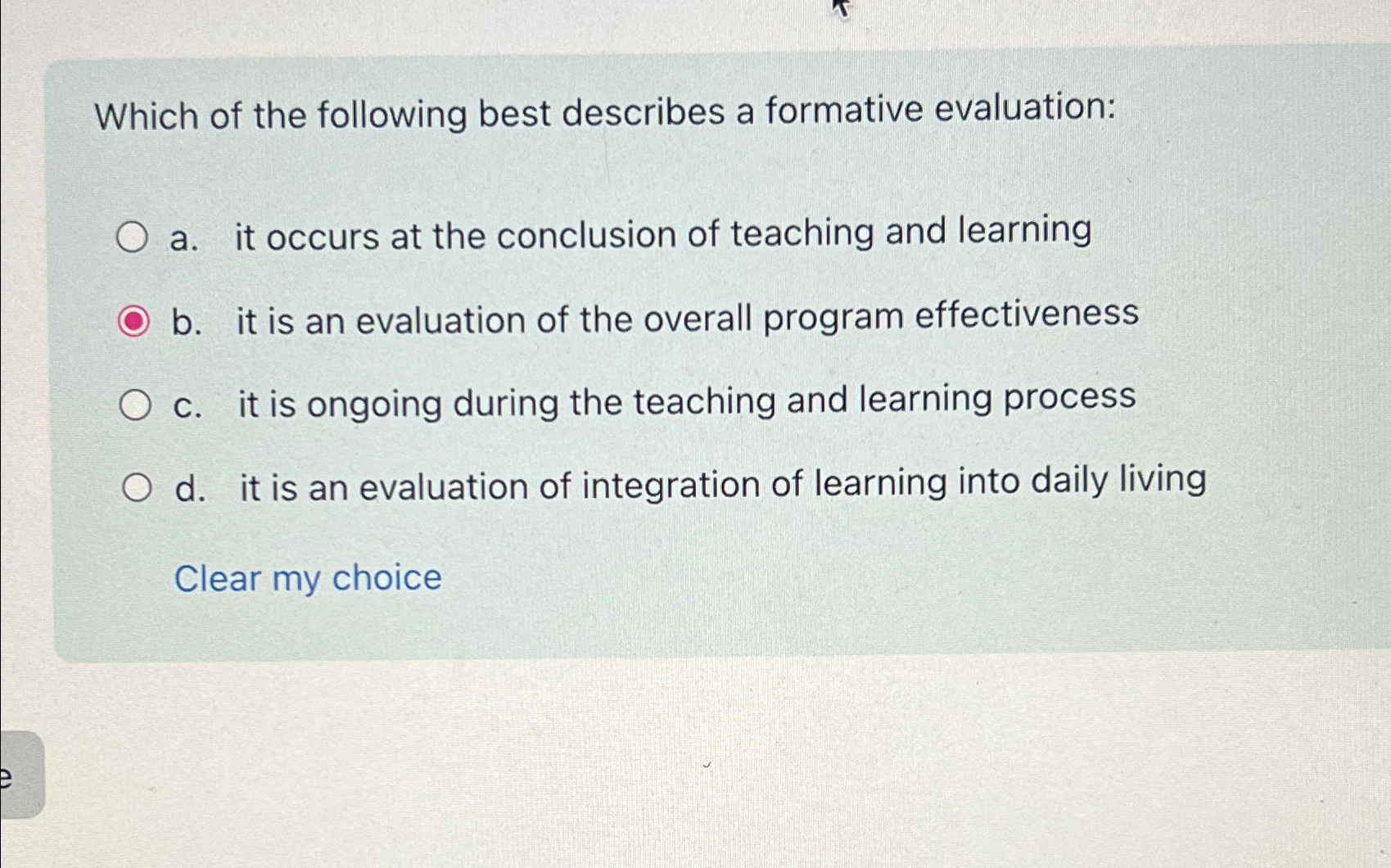 Solved Which of the following best describes a formative | Chegg.com