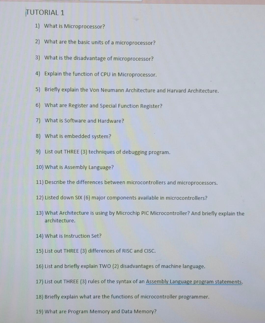 Solved 1) What is Microprocessor? 2) What are the basic | Chegg.com