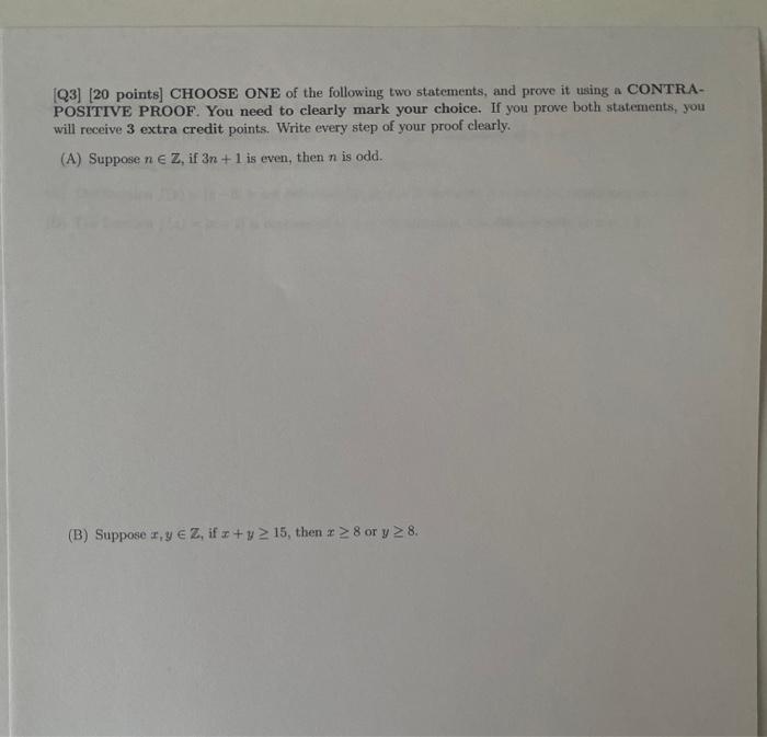 Solved IQ3] [20 points) CHOOSE ONE of the following two | Chegg.com