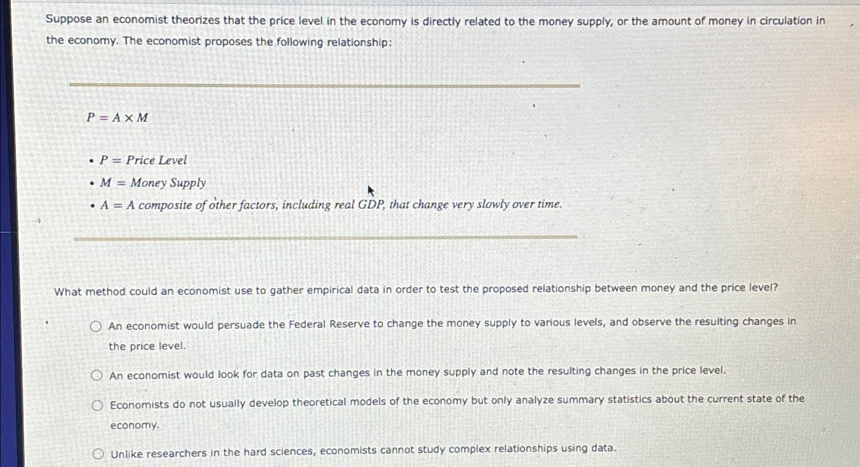 Solved Suppose an economist theorizes that the price level | Chegg.com Solved Suppose an economist theorizes that the price level | Chegg.com