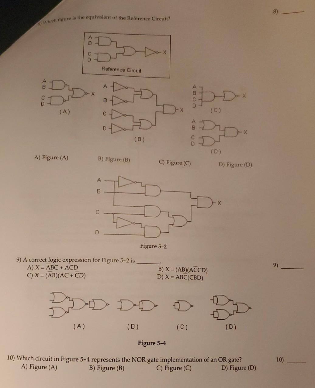 Solved A B X Figure 5-1 7) 7) Which of the following logic | Chegg.com