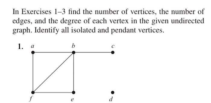 Solved In Exercises 1–3 find the number of vertices, the | Chegg.com