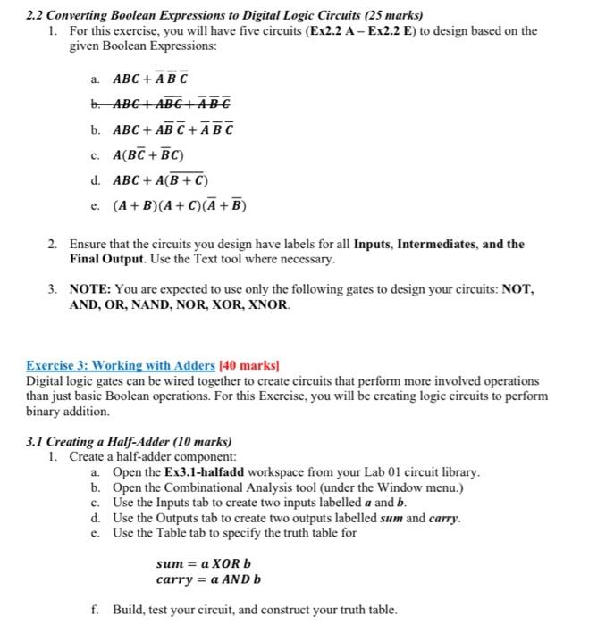 Solved 2.2 Converting Boolean Expressions to Digital Logic | Chegg.com